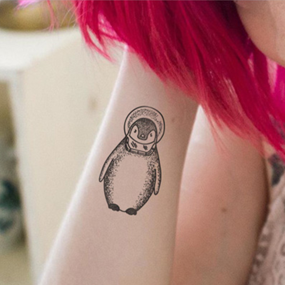Pointilism Penguin Temporary Tattoo – Fade Away Tattoo
